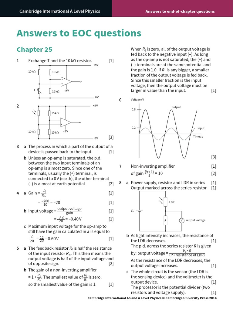 EOCQ Ans 25 | PDF | Operational Amplifier | Amplifier