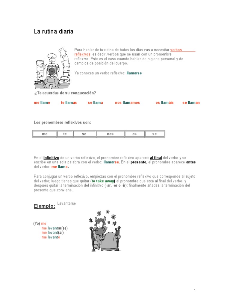 Reflexivos-La Rutina Diaria | PDF | Verbo | Tipología Lingüística