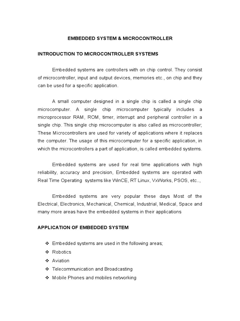 Embedded System & Microcontroller | Download Free PDF | Embedded System | Microcontroller