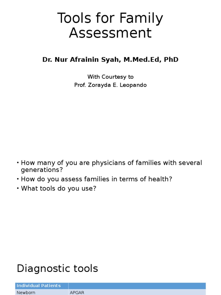 Family Assessment Tools Overview | PDF | Health Sciences | Medical ...