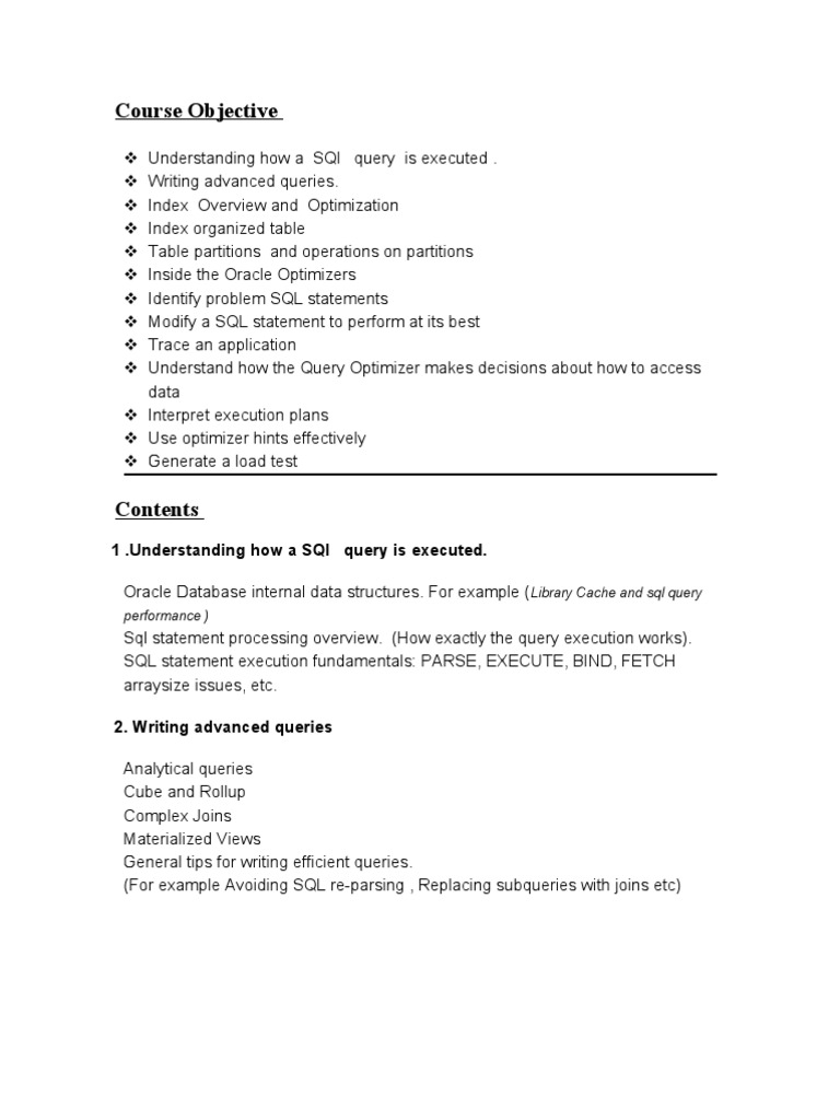 Complex SQL Writing and Performance Tuning | PDF | Database Index ...