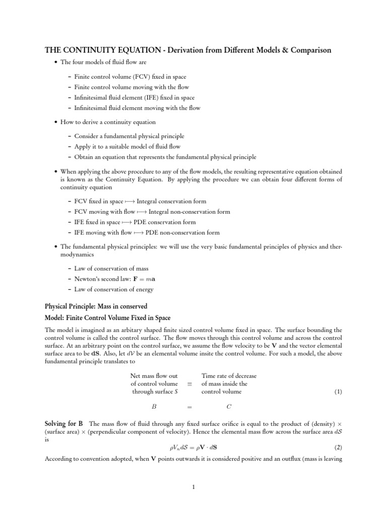 CFD Continuity Equation Part1 | PDF | Fluid Dynamics | Partial Differential Equation