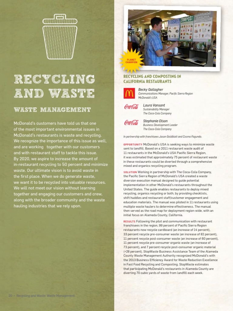 McDonald's Waste Management and Recycling Efforts | PDF | Mc Donald's ...