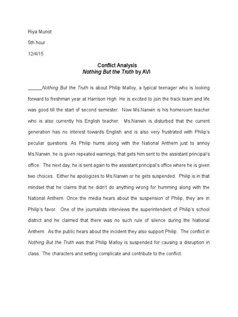 Conflict Analysis: Nothing But The Truth by AVI | PDF | Social Science