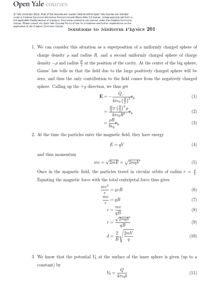 Midterm Exam Solutions | PDF | Capacitor | Magnetic Field