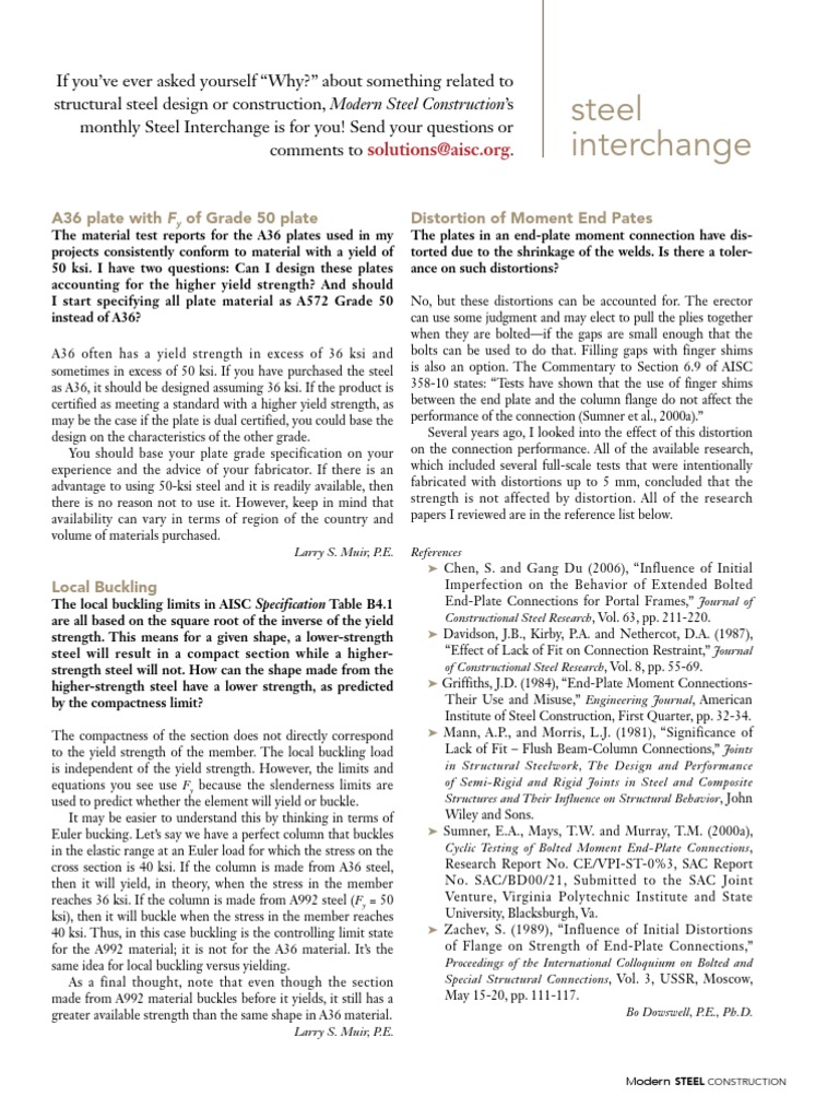 ASIC Steel Interchange - Shear Flow in Plastic Design | PDF ...