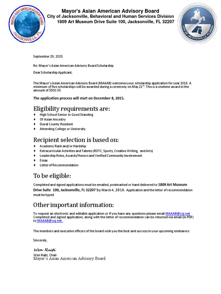 MAAAB Scholarship Award Instruction | PDF