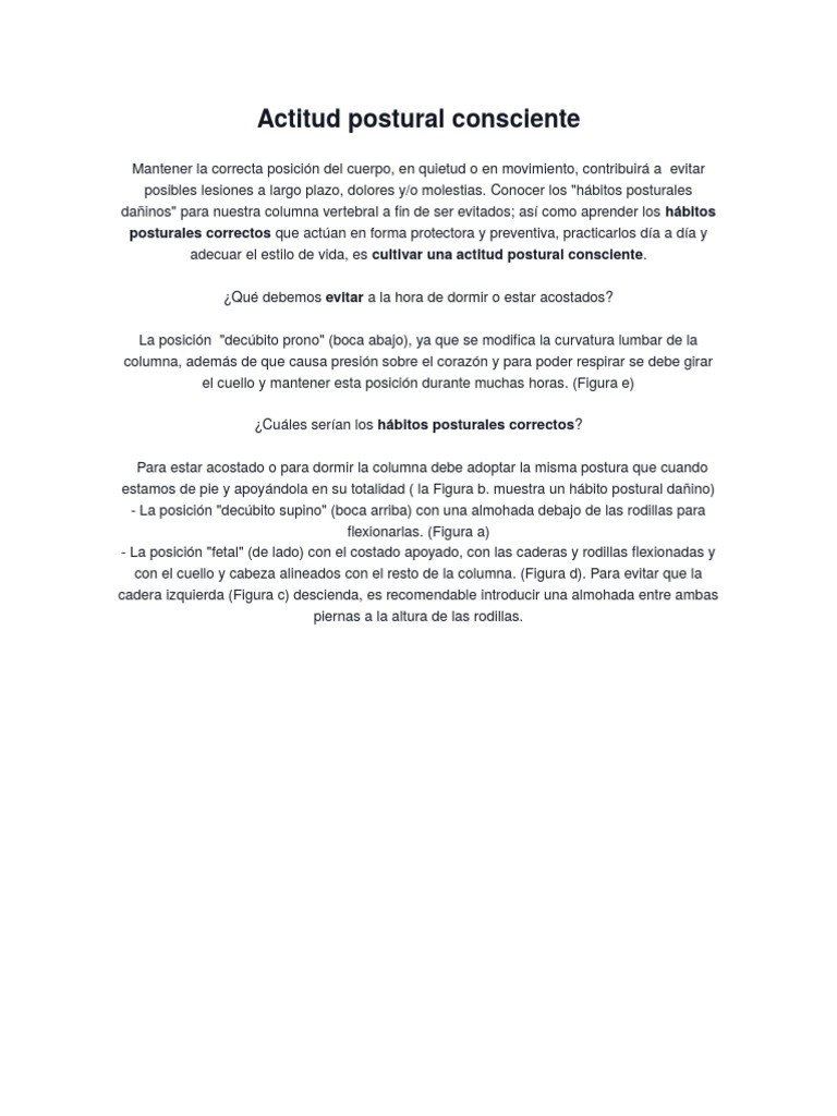 Actitud Postural Consciente | PDF