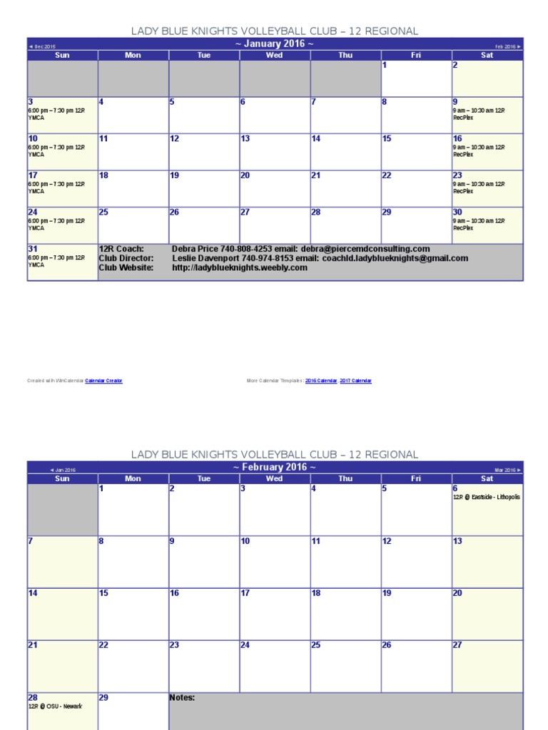 LBK 12 Regional Calendar | PDF