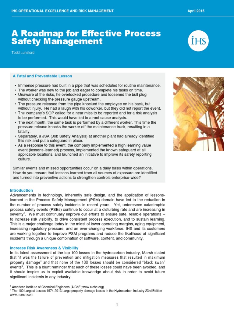 Roadmap To Effective Process Safety | PDF | Business Process | Risk ...