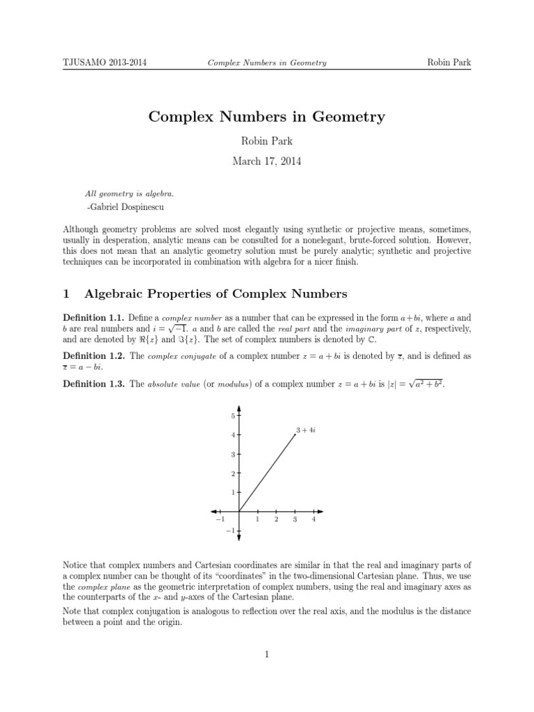 Complex Numbers in Geometry Insights | PDF | Complex Number | Triangle
