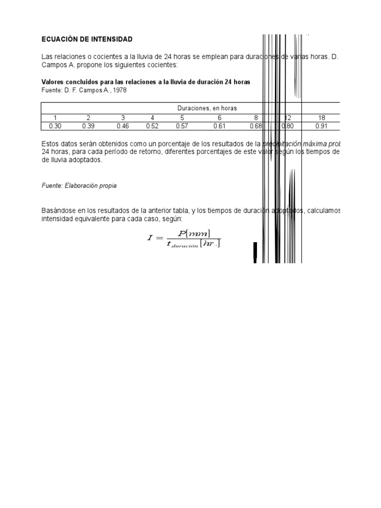 Ecuacion General de La Curva Idf | PDF | Conceptos Meteorológicos Básicos y Fenómenos ...
