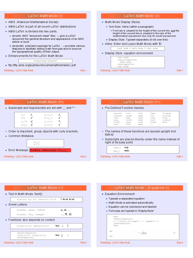 Latex Handout | PDF | Matrix (Mathematics) | Typography