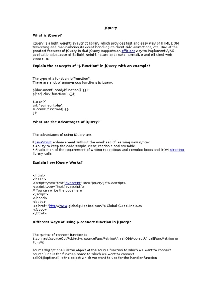 Efficient: Jquery What Is Jquery? | PDF | J Query | Java Script Efficient: Jquery What Is Jquery? | PDF | J Query | Java Script