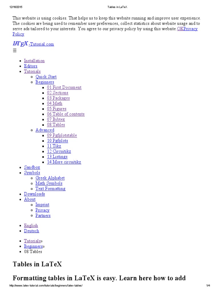 LaTeX Tables for Beginners | PDF | Te X | Software