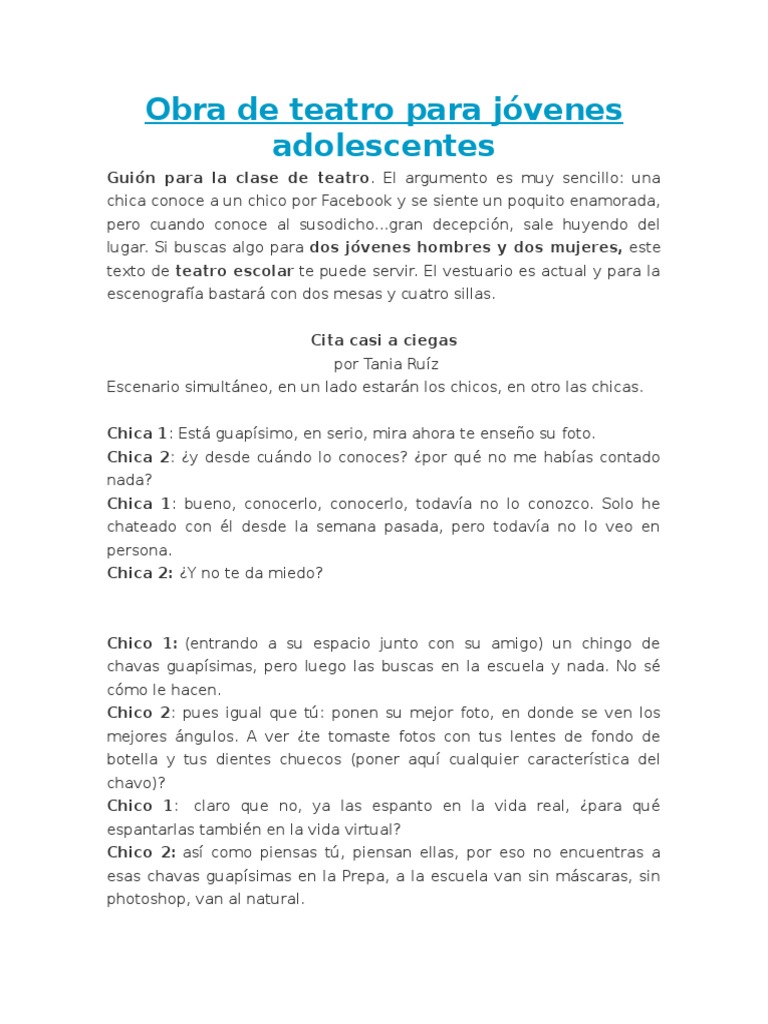 Obra de Teatro para Jovenes Adolescentes | PDF | Teatro | Ocio