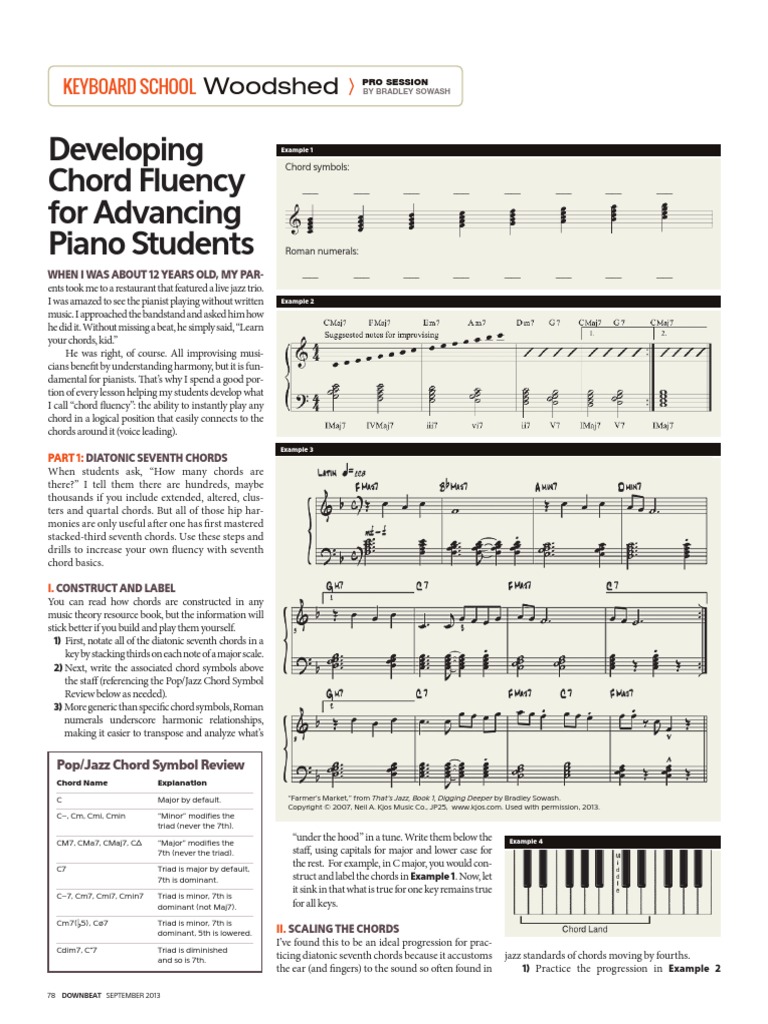 Developing Chord Fluency | PDF | Chord (Music) | Piano