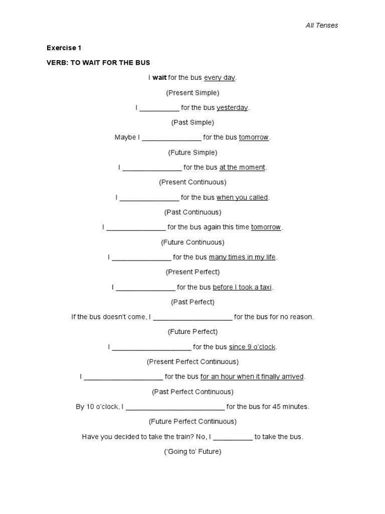 All Tenses Exercise | PDF | Grammatical Tense | Grammar