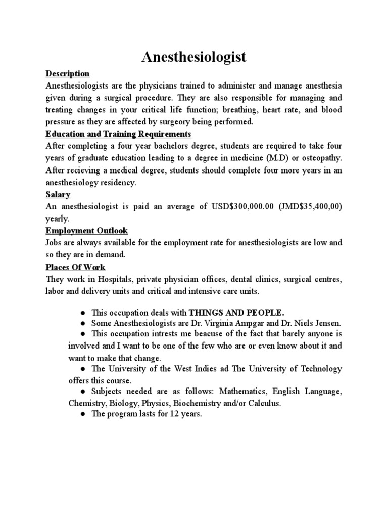 Anesthesiologist | PDF | Science & Mathematics