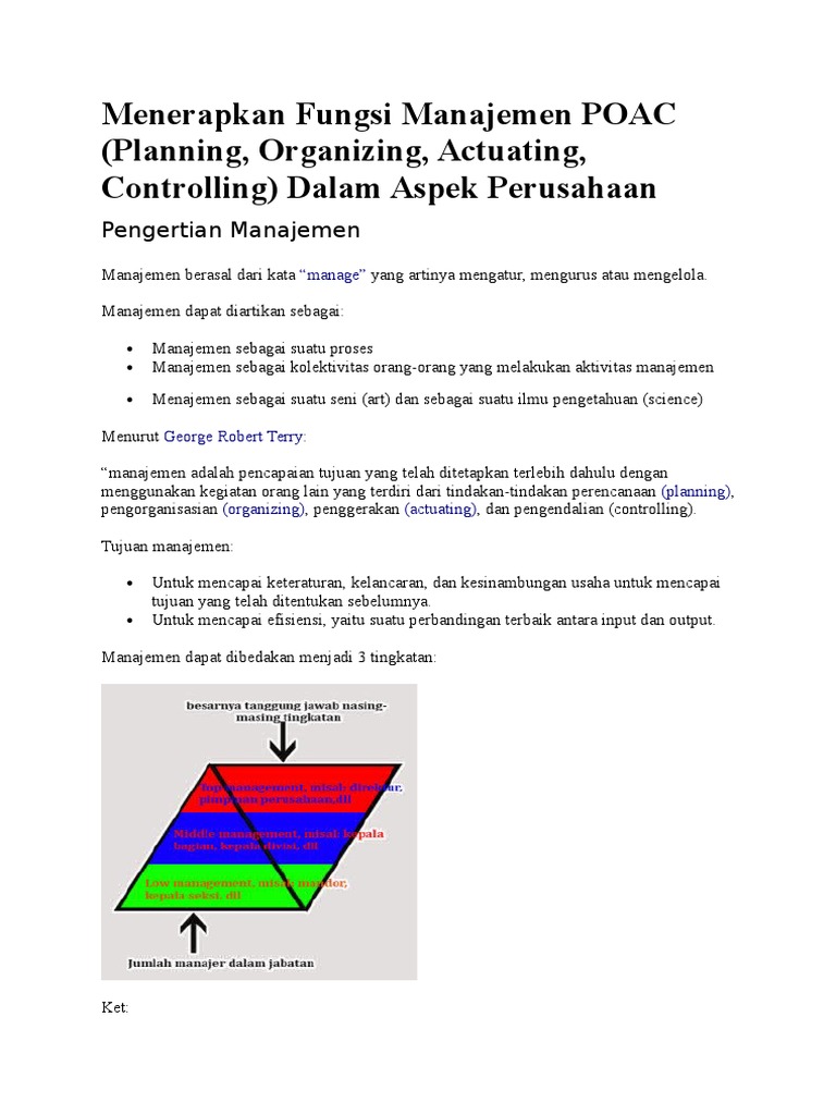 Fungsi Manajemen POAC | PDF