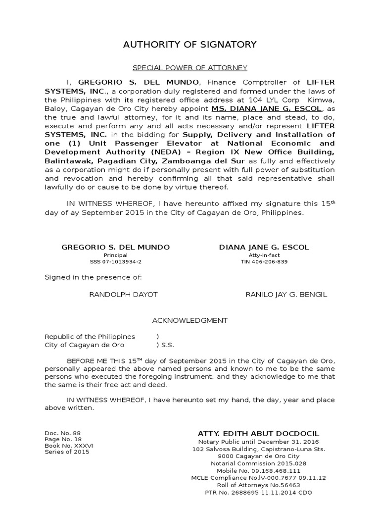 Bid Authority of Signatory | PDF