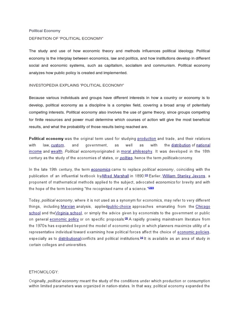 What Is Political Economy | PDF | Political Economy | Keynesian Economics