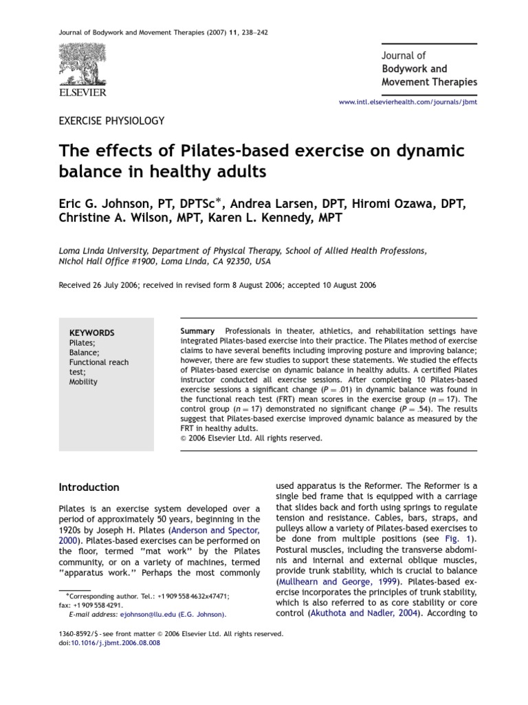 The Effects of Pilates Based Exercise On Dynamic Balance in Healthy ...