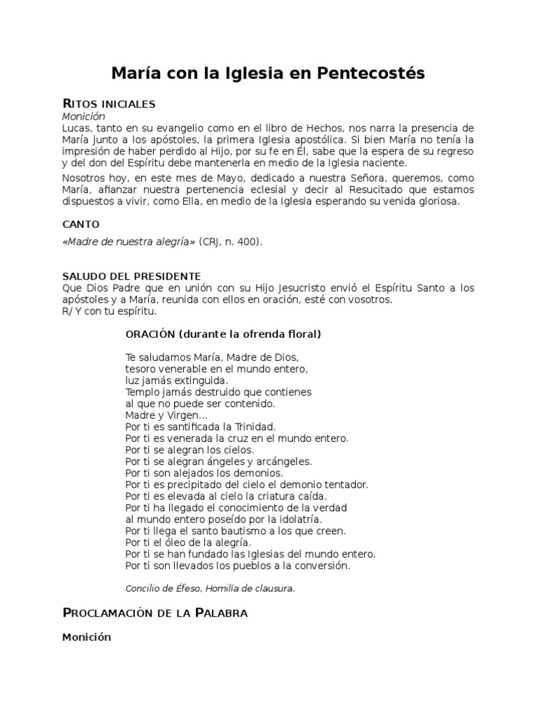 María Con La Iglesia en Pentecostés | PDF | María, madre de Jesús ...