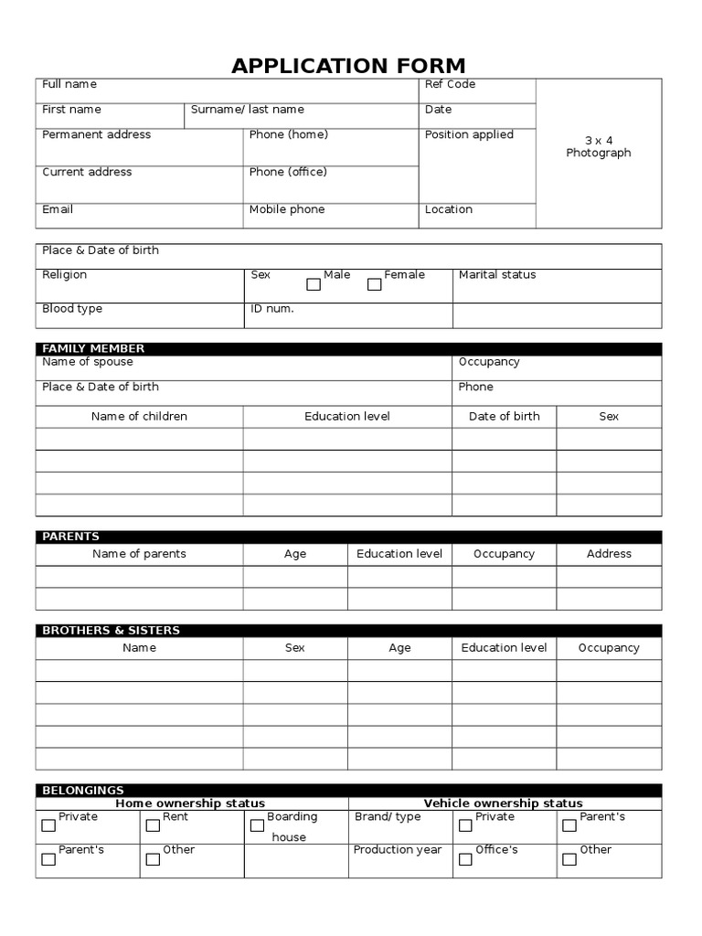 Application Form: Family Member | PDF