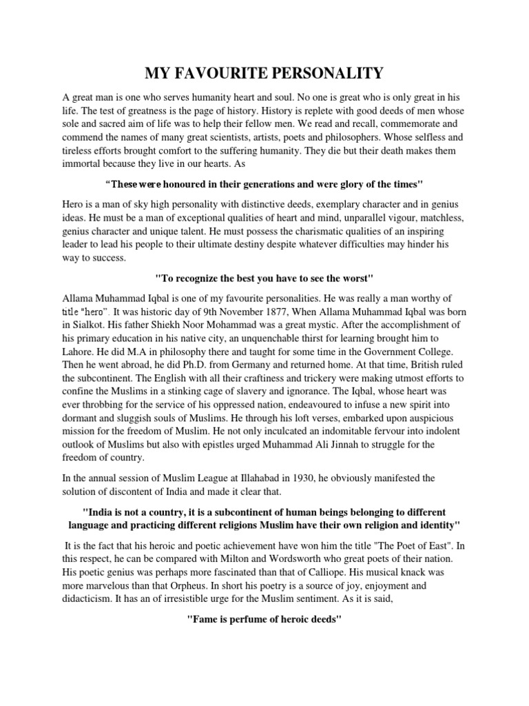 My Favourite Personality | PDF | Poetry | Religion And Belief