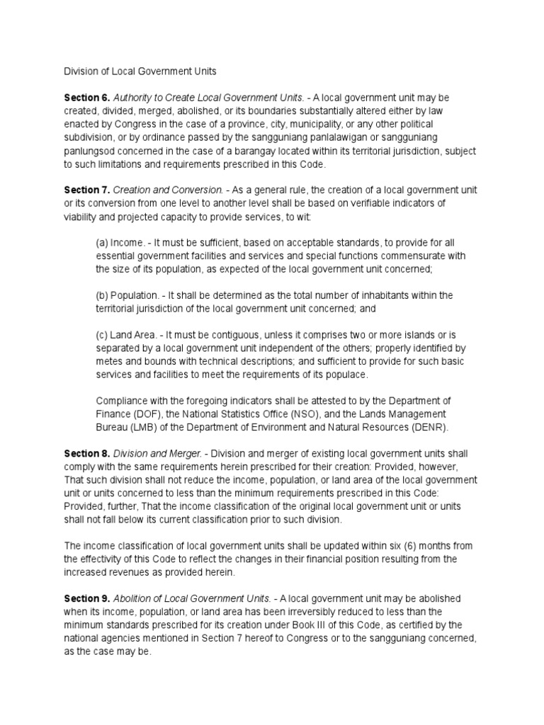 Division of Local Government Units | Download Free PDF | Eminent Domain ...