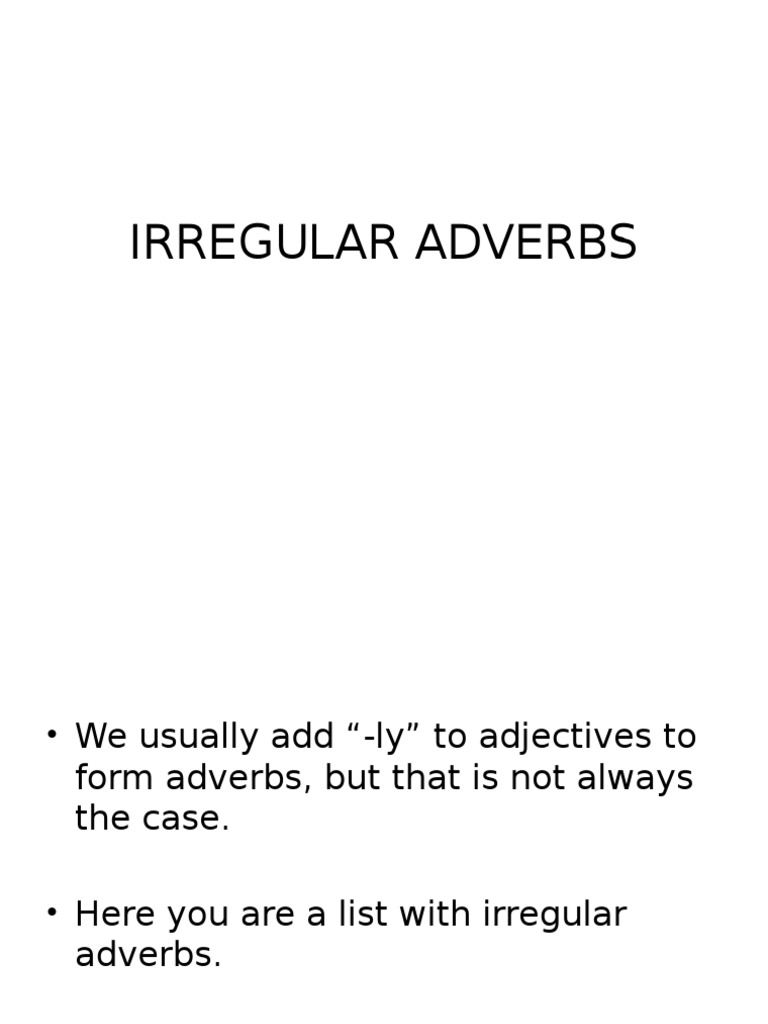 Irregular Adverbs | PDF