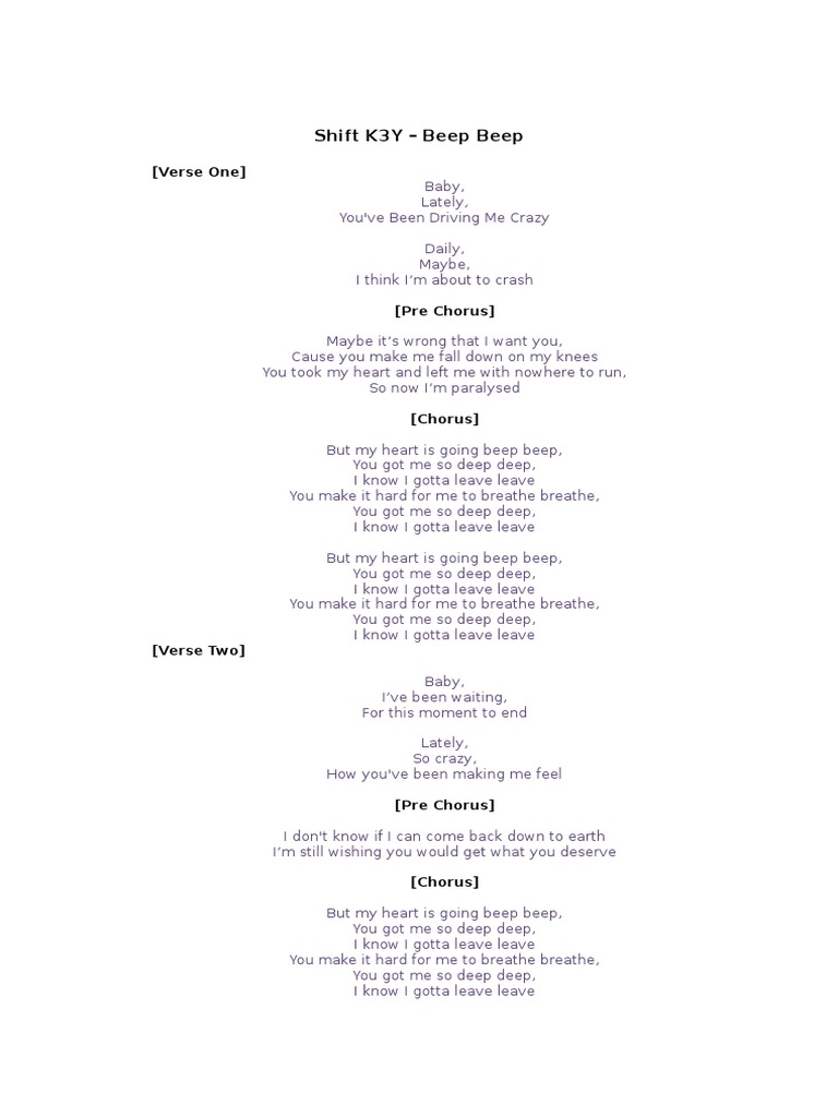 Beep Beep Lyrics | PDF