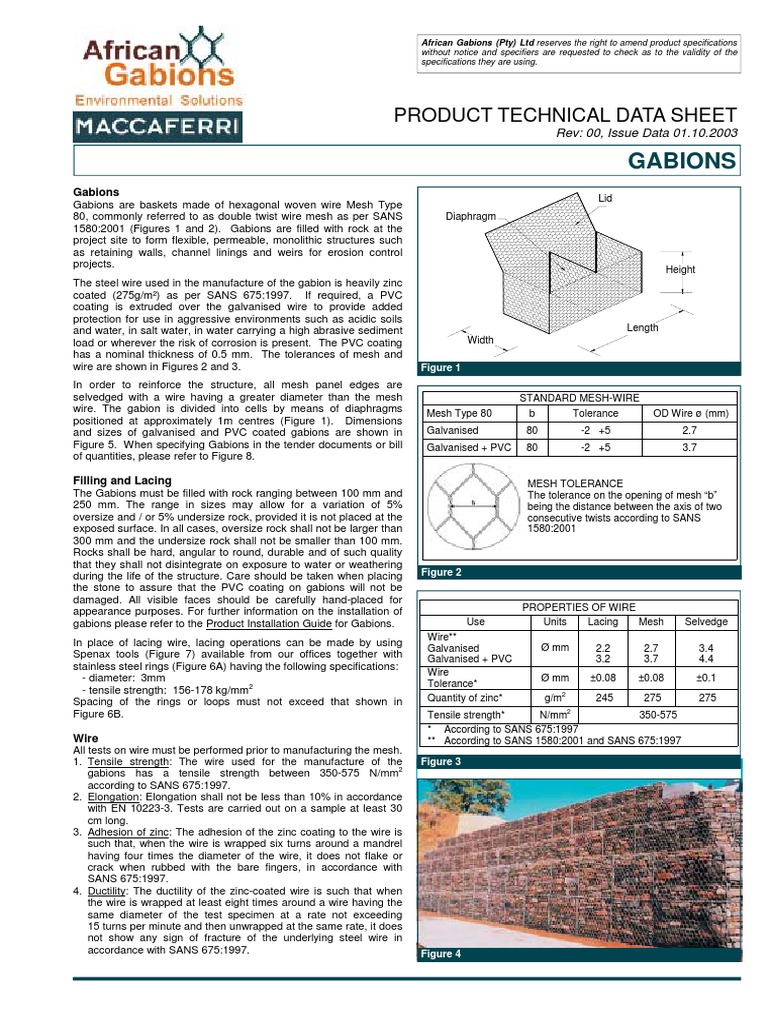 Gabions | PDF | Galvanization | Wire