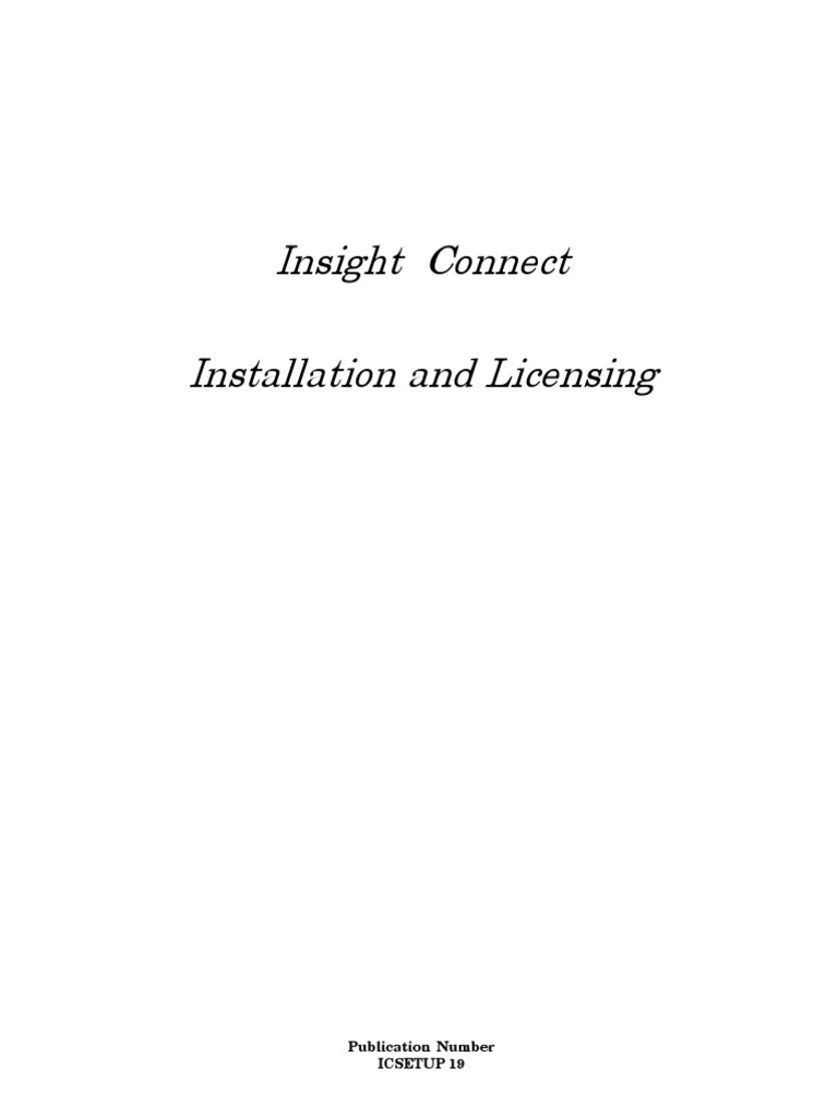 Insight Connect Installation and Licensing: Publication Number Icsetup 19 | Download Free PDF ...
