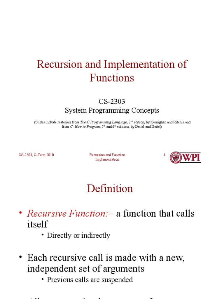 Recursion And Implementation Pdf Subroutine Parameter Computer Programming 6318