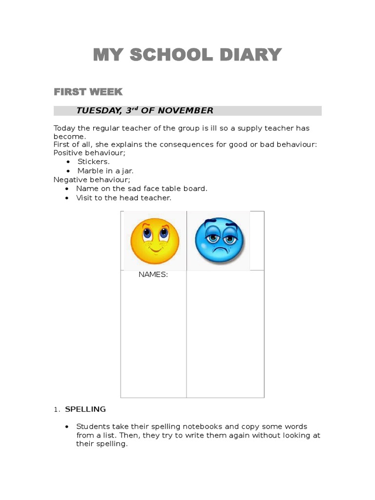 My School Diary | PDF | Literacy | Reading (Process)