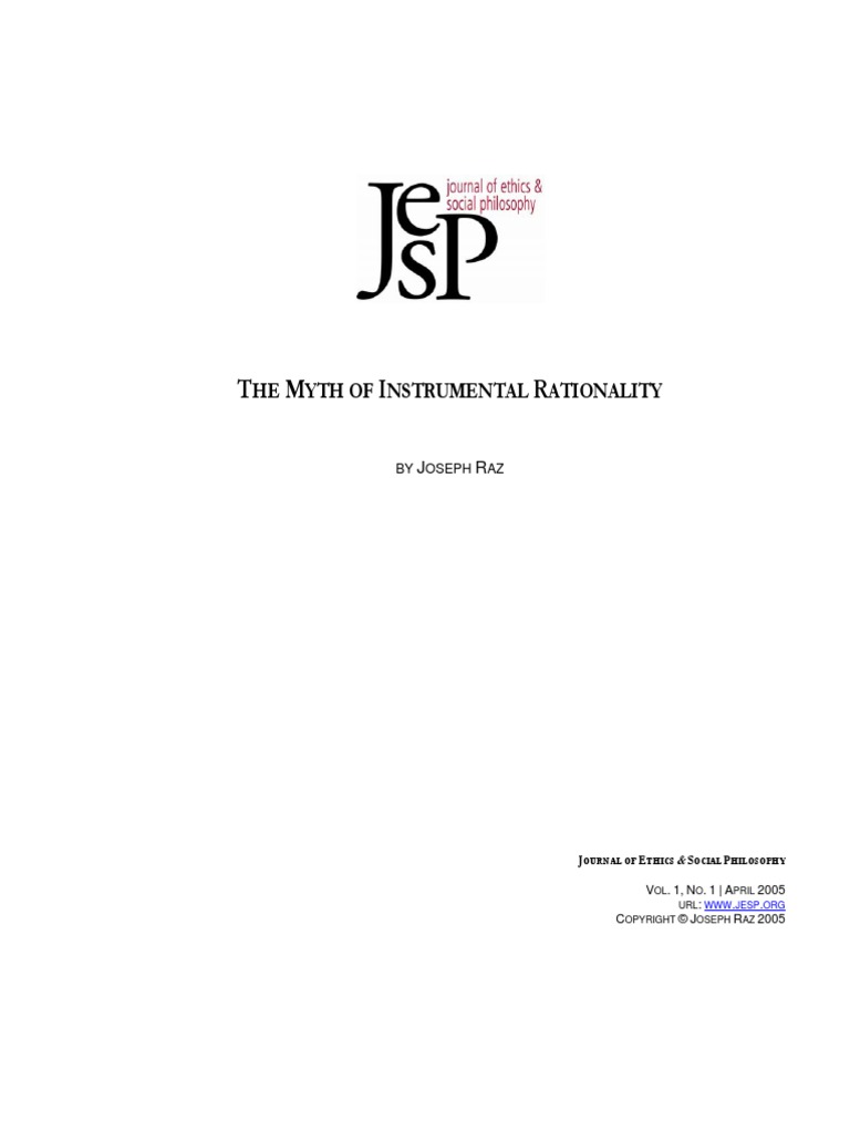 The Myth of Instrumental Rationality - Raz | PDF | Normative | Rationality