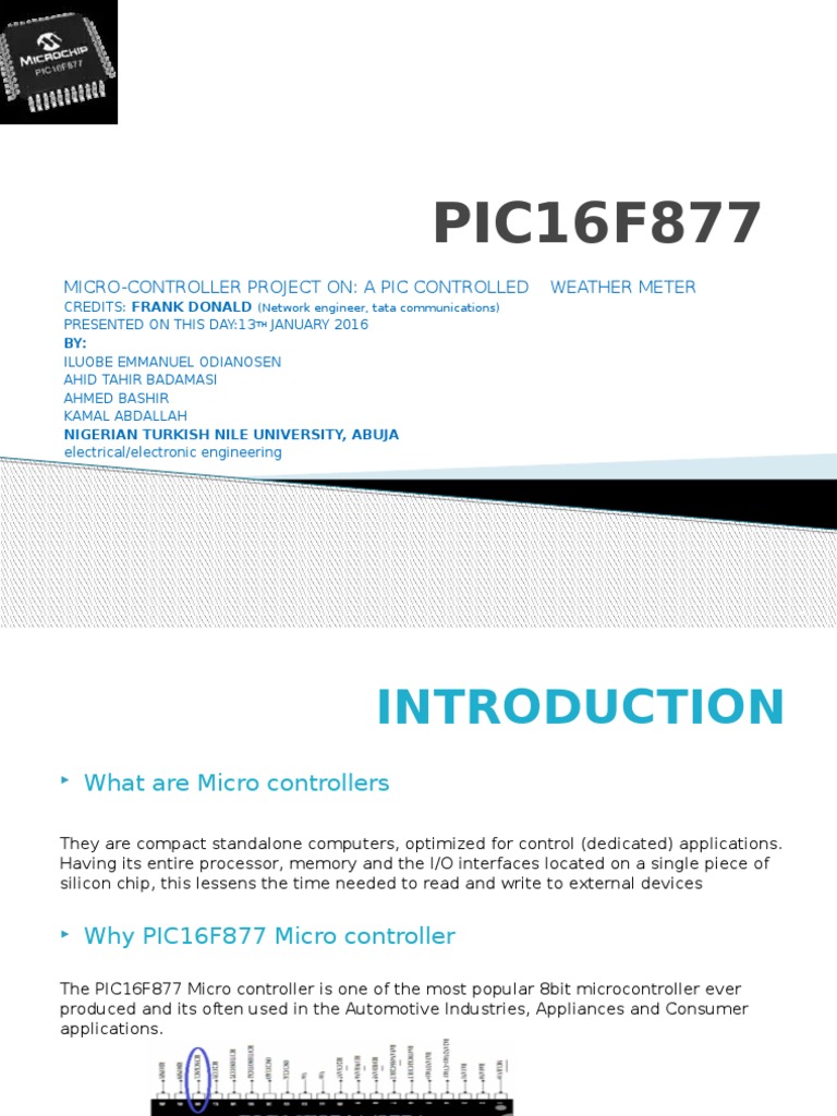 A PIC16F877 Microcontroller-Based Weather Meter for Measuring Temperature, Humidity and Light ...