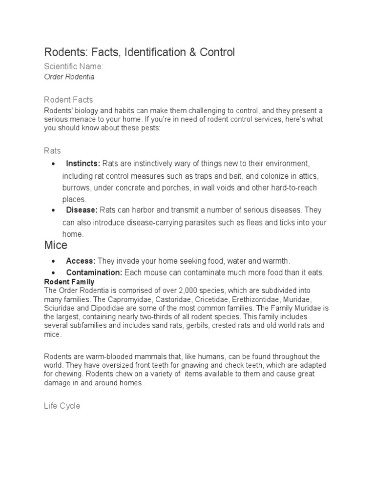 Rodents: Facts, Identification & Control: Scientific Name | PDF ...