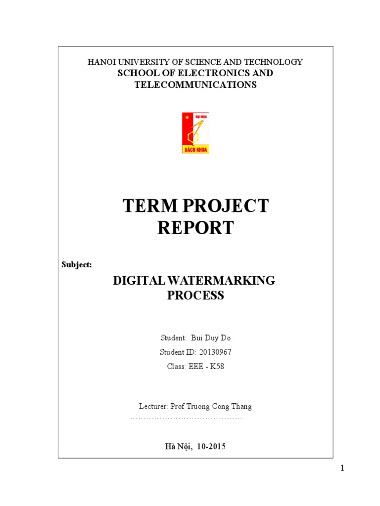 Term Project: Digital Watermarking Process | PDF | Electronic Filter ...