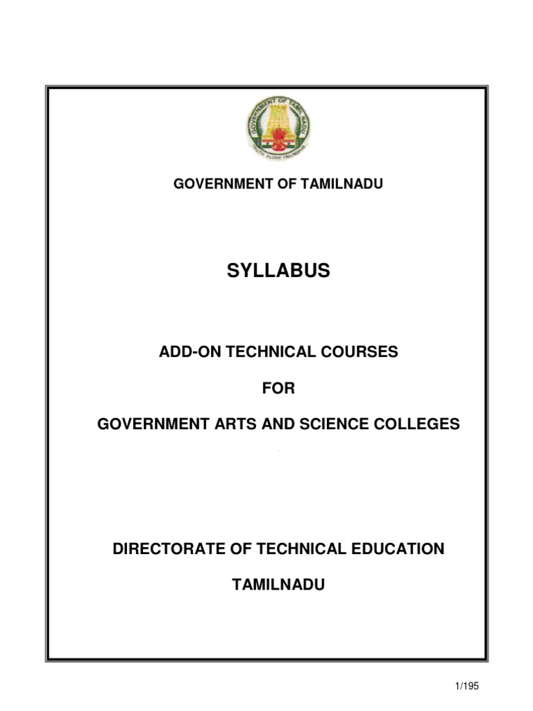 Tamil Nadu Add-On Technical Courses Syllabus | PDF | Computer Network ...