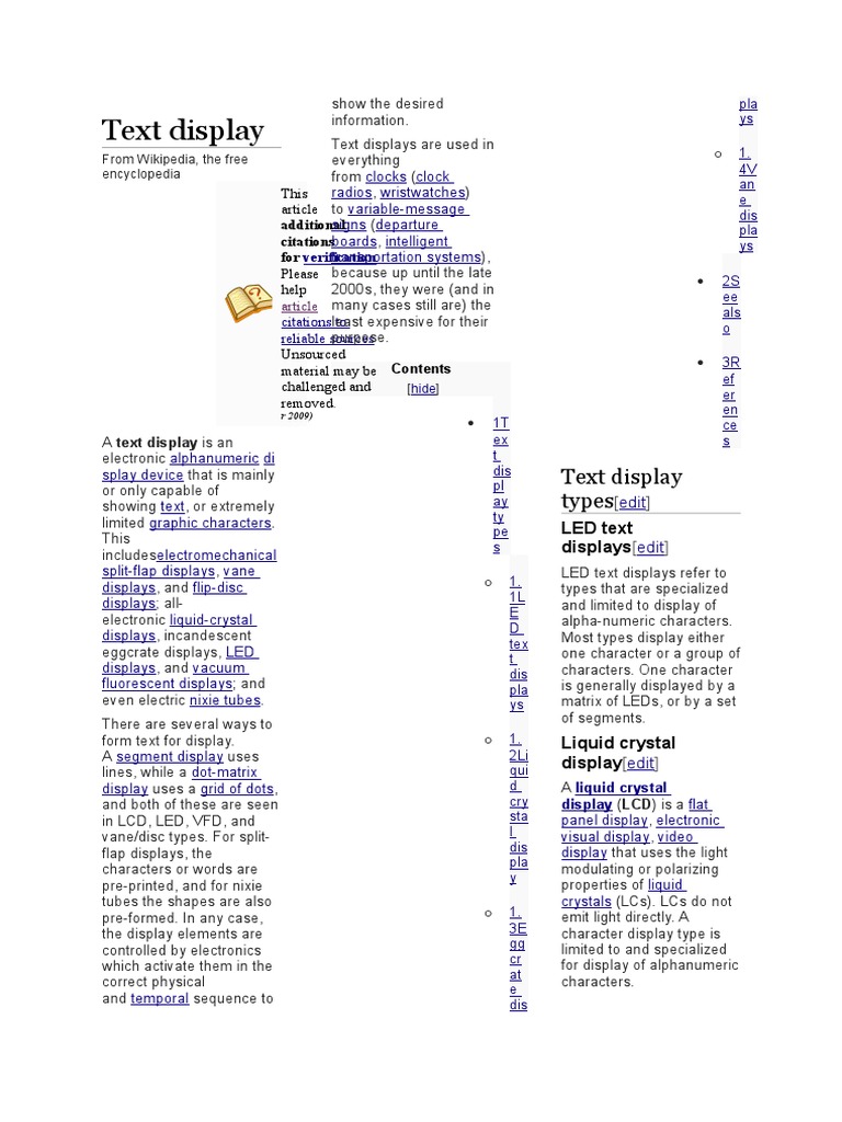 Text Display | PDF | Display Technology | Computer Hardware