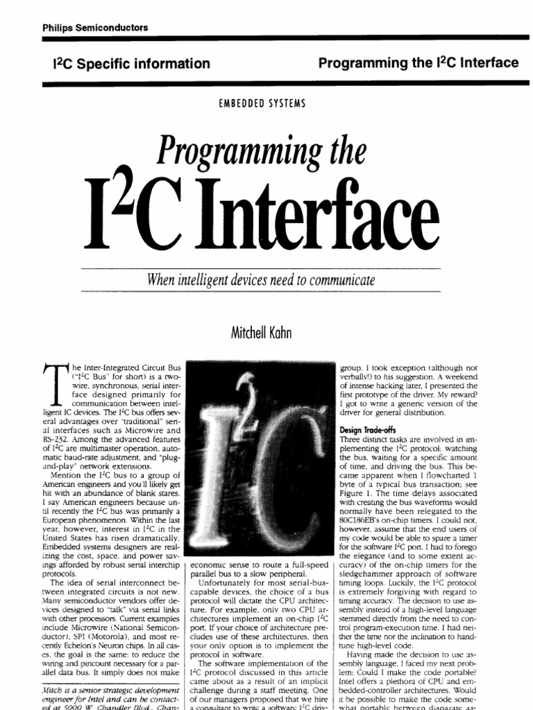 Intedigent Devices Need To Communicate: 12C Specific Information ...