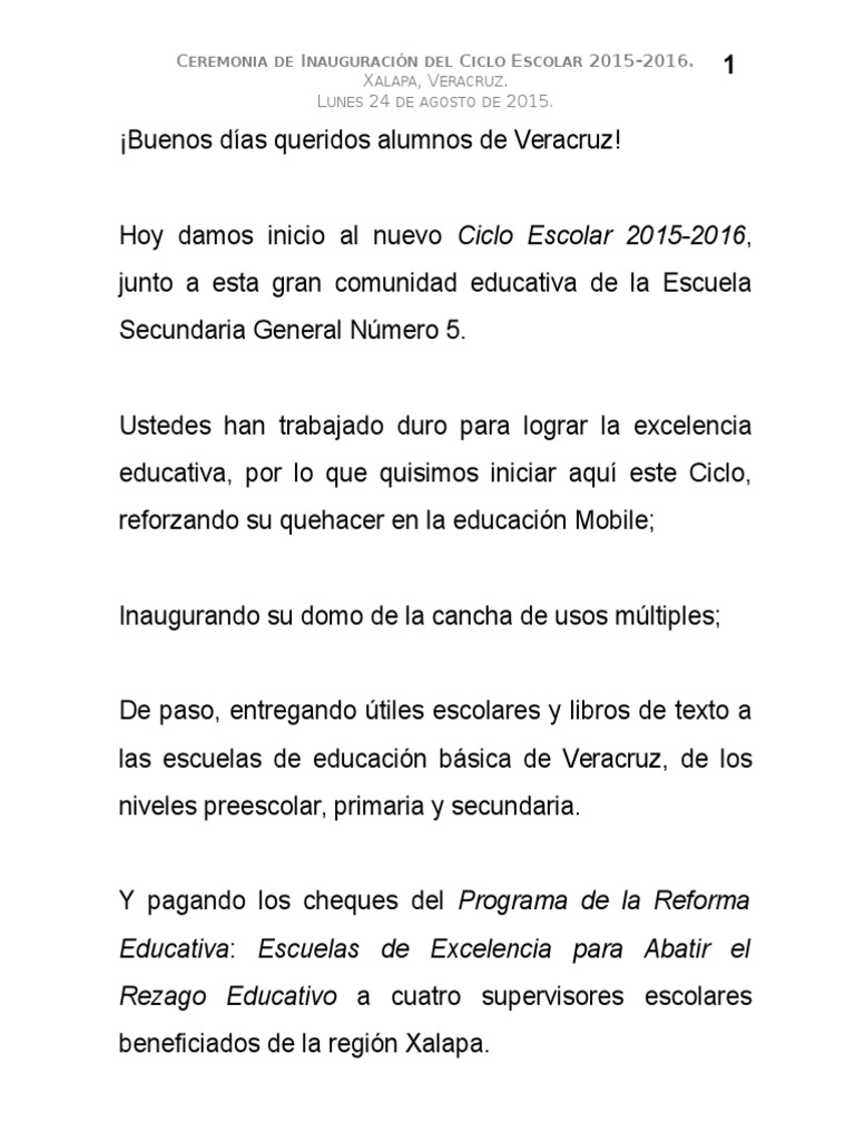 24 08 2015-Ceremonia de Inauguración del Ciclo Escolar 2015-2016 ...