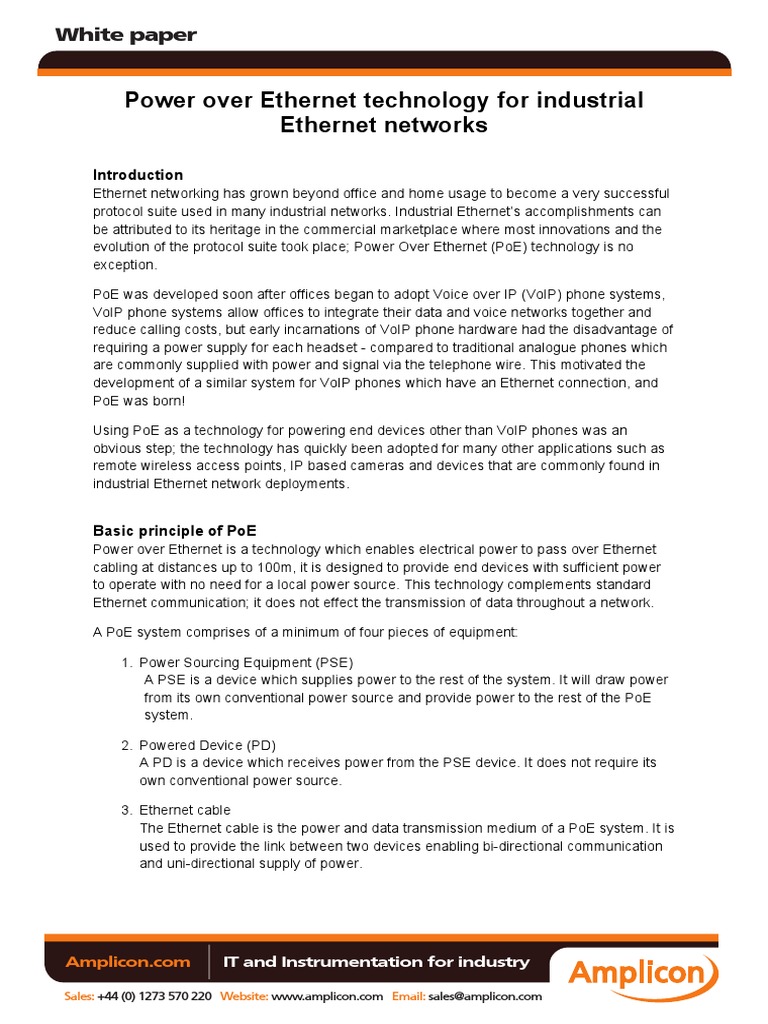 PoE White Paper | PDF | Voice Over Ip | Computer Network