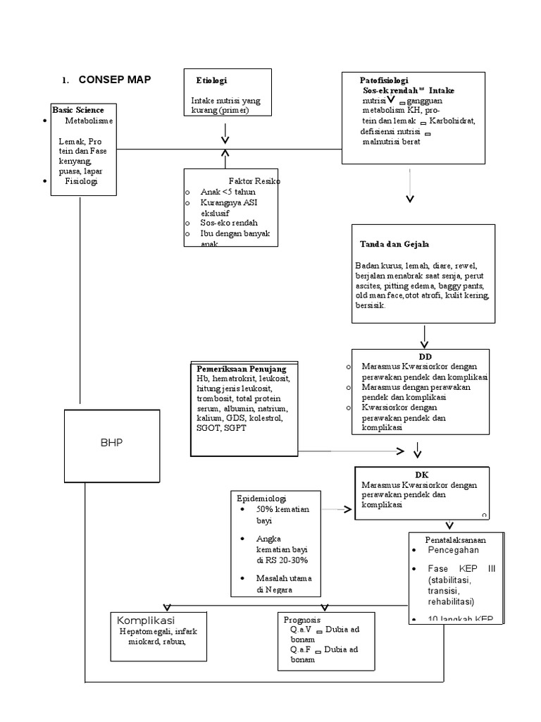 CONSEP MAP Etiologi Patofisiologi Marasmus | PDF
