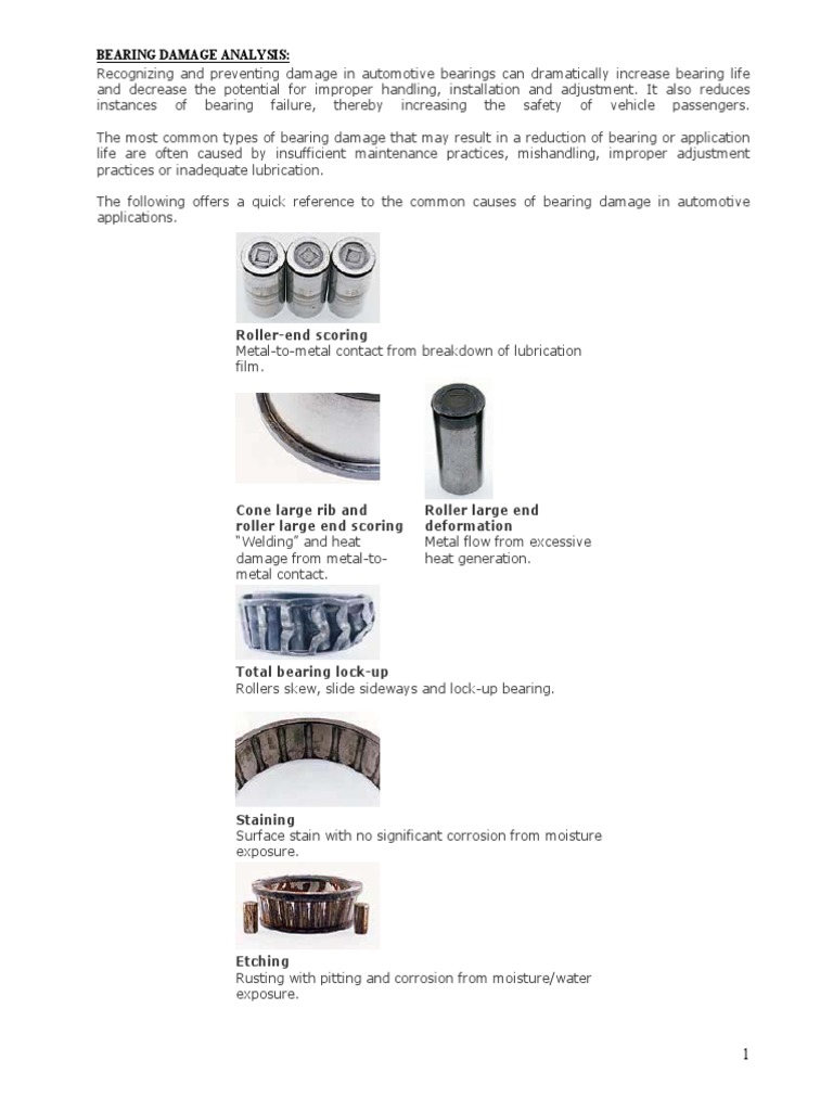 Bearing Damage Analysis | PDF | Bearing (Mechanical) | Wear