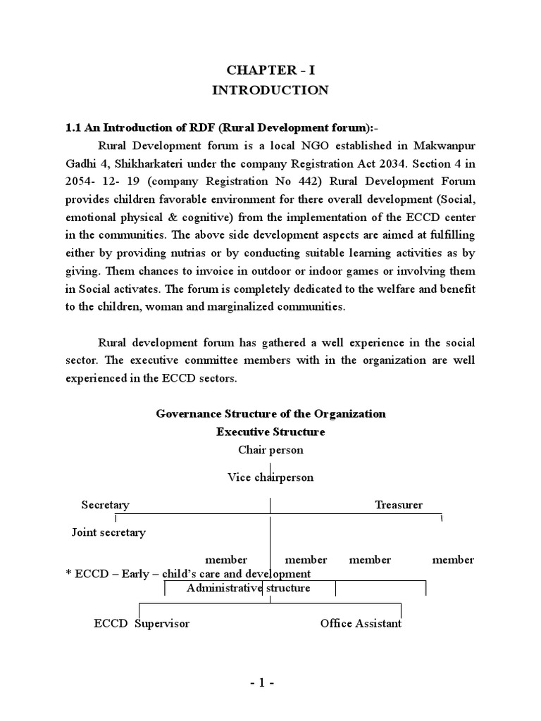 Chapter - I: 1.1 An Introduction of RDF (Rural Development Forum) | PDF ...