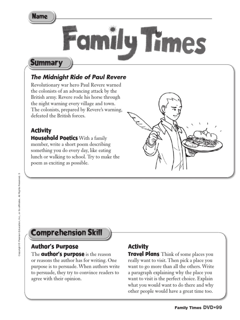 Midnight Ride of Paul Revere Family Times | PDF | Plural | Grammatical ...
